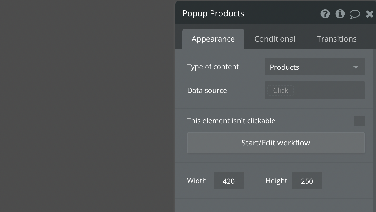 How to send data from Repeating Group to Popup in Bubble.io
